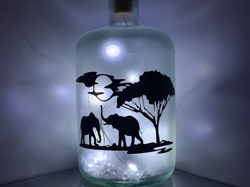 LED Safari Themed Bottle Lamp, African Decor Gift. - Etsy UK