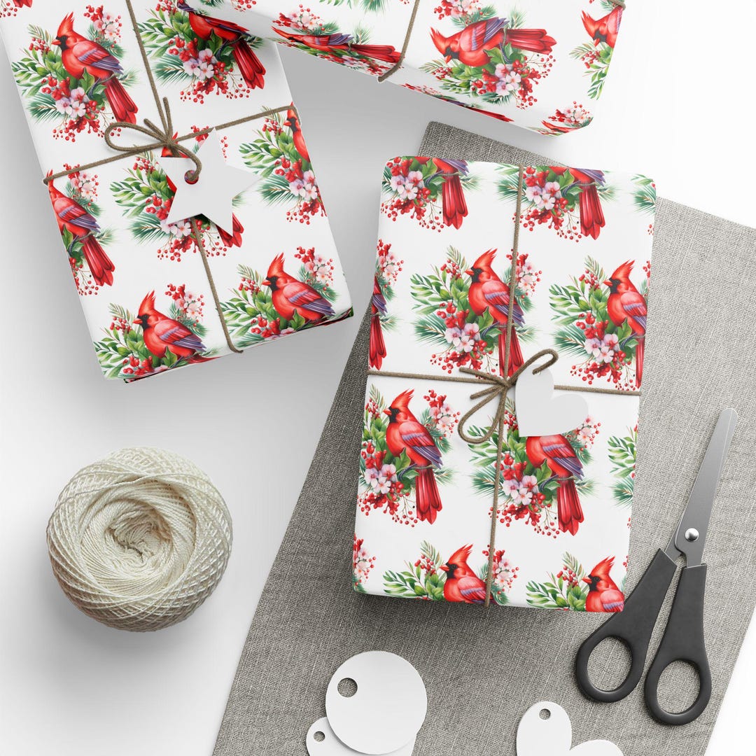 Cardinal Wrapping Paper, Premium Wrapping Paper, Christmas Wrapping ...