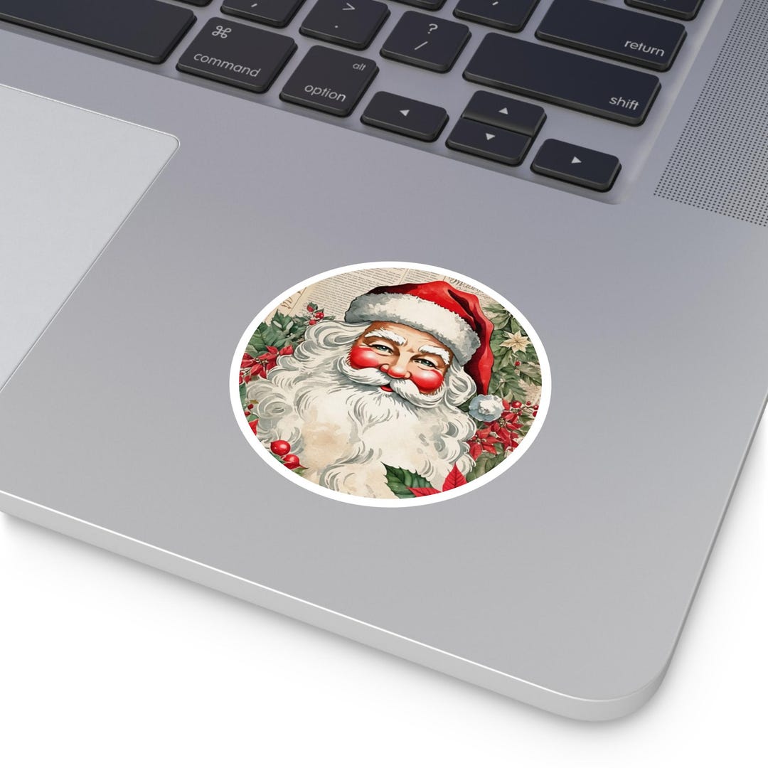 Vintage Santa Claus Vinyl Stickers, Gift Wrap Stickers, Christmas ...