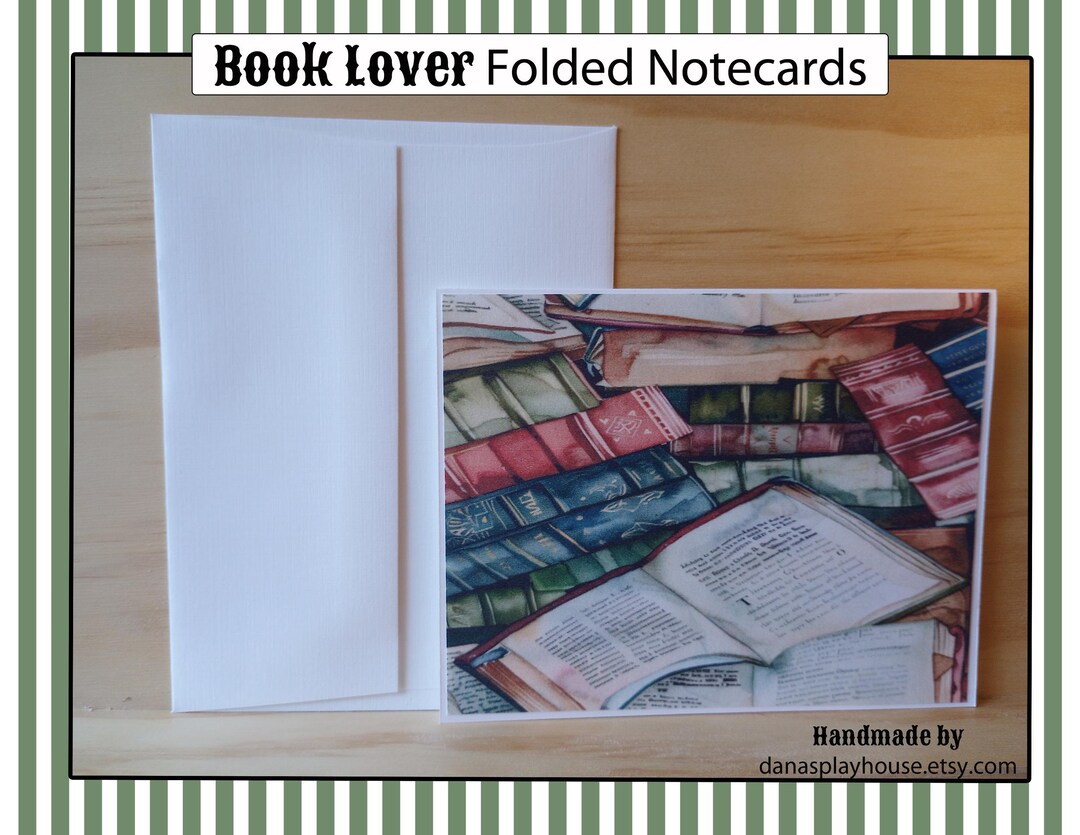 Book Lover Folded A2 Cards , Notecards, Folded Cards, Books, Antique ...
