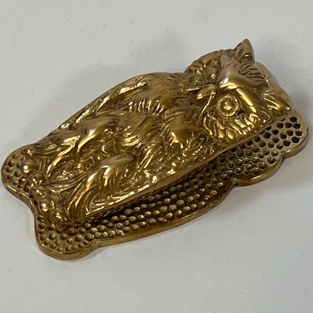 Vintage Brass Great Horned Owl Mail Clip, Hanging Clip, Brass Owl ...