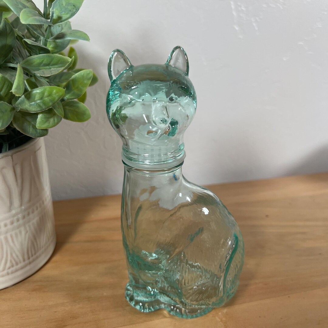 Vintage Vetreria Etrusca Glass Cat Bottle | Italian Figural Decanter ...