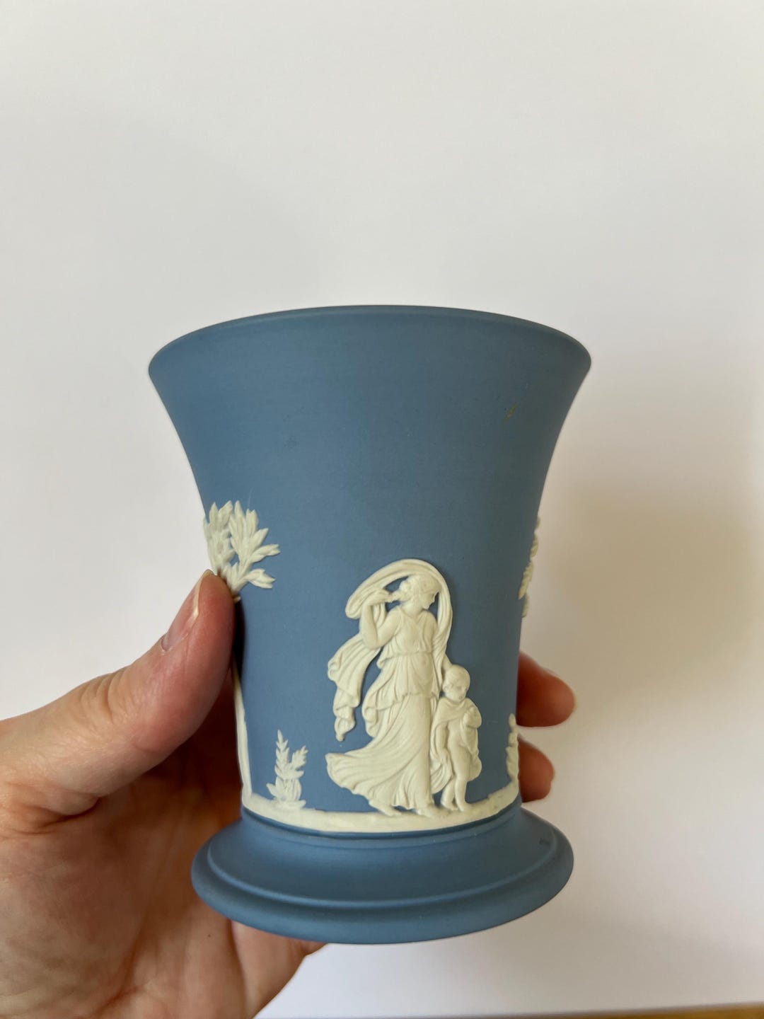 Vintage Wedgwood Jasperware Blue Vase, Blue and White, Blue Jasperware ...