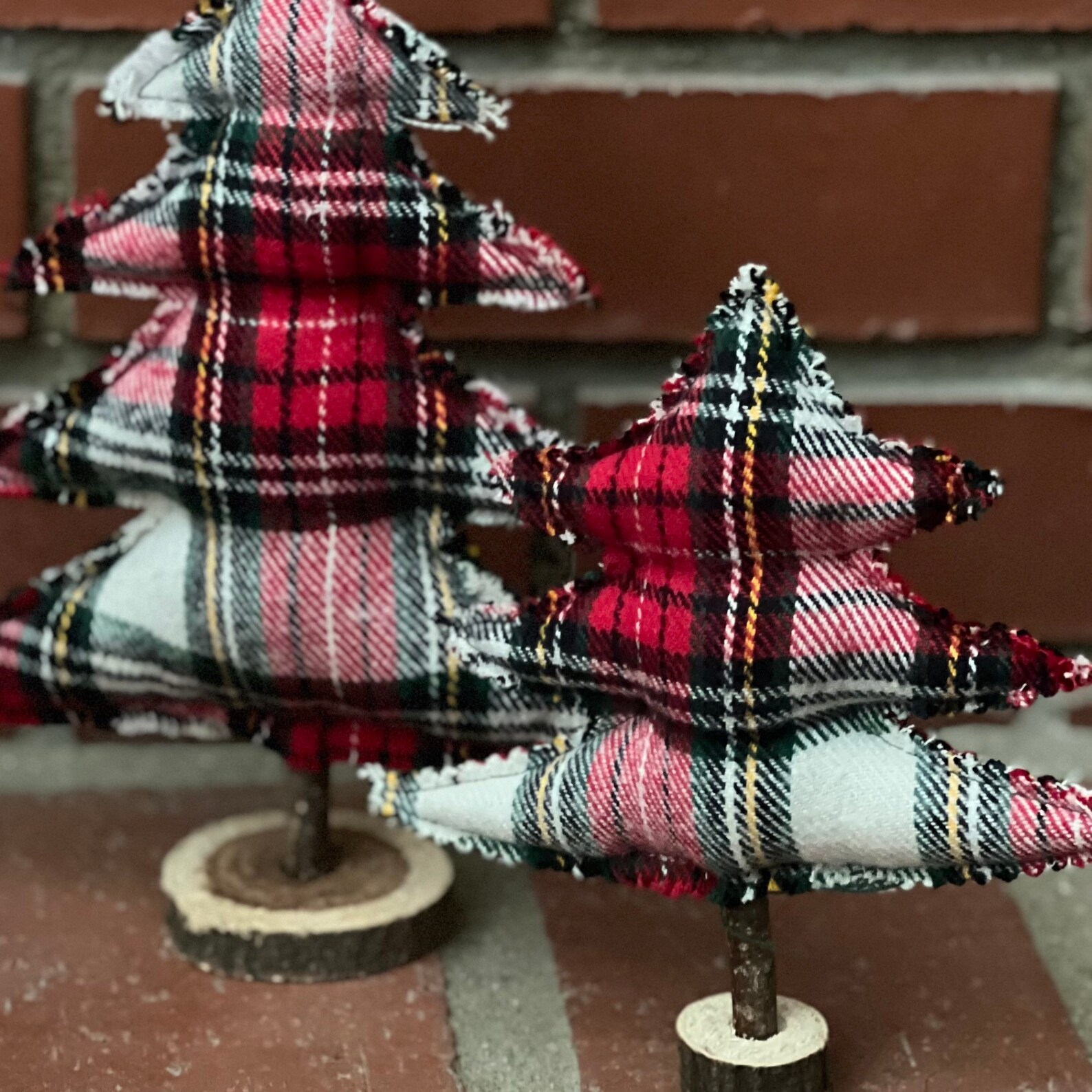 Farmhouse Christmas Trees, Rustic Trees, French Stripe, Plaid, Flannel ...