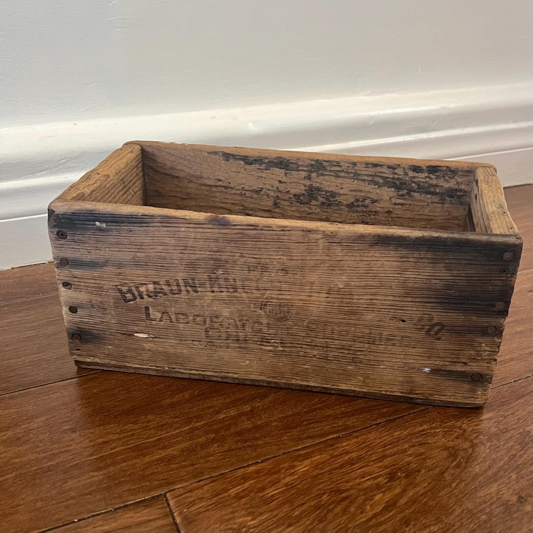 Vintage Rustic Wooden Box – Aged Patina & Timeless Charm, Farmhouse Box ...