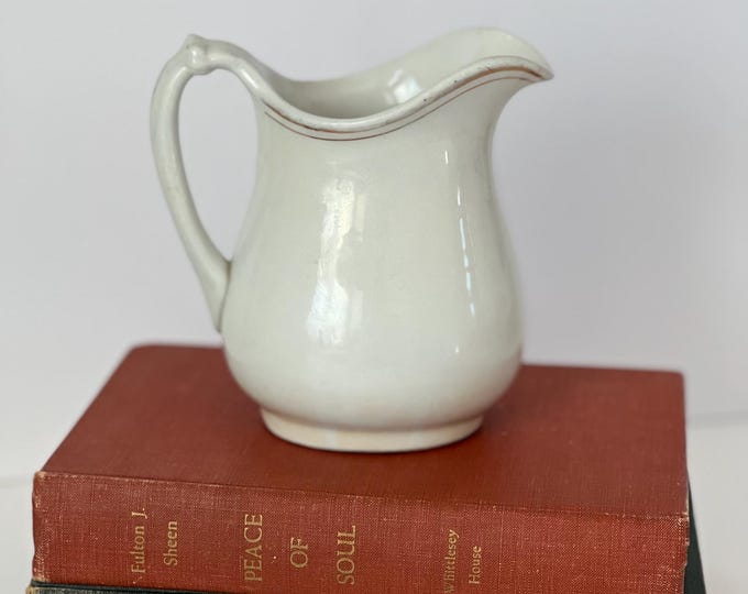 Antique Homer Laughlin Cable Line Ironstone White Pitcher With Gold ...