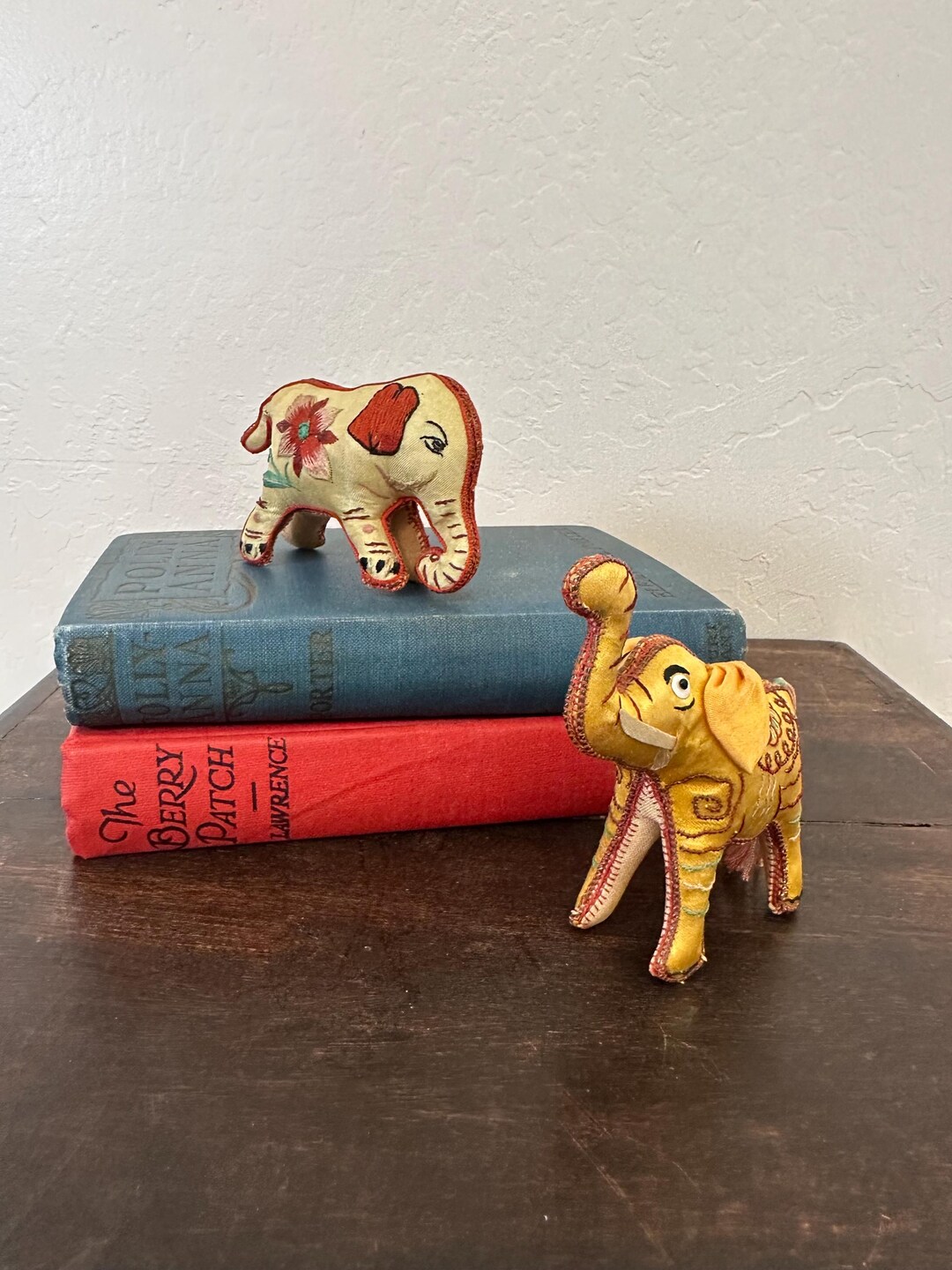 Pair of Vintage Silk Elephants • Handmade Chinese Fabric Figurines ...