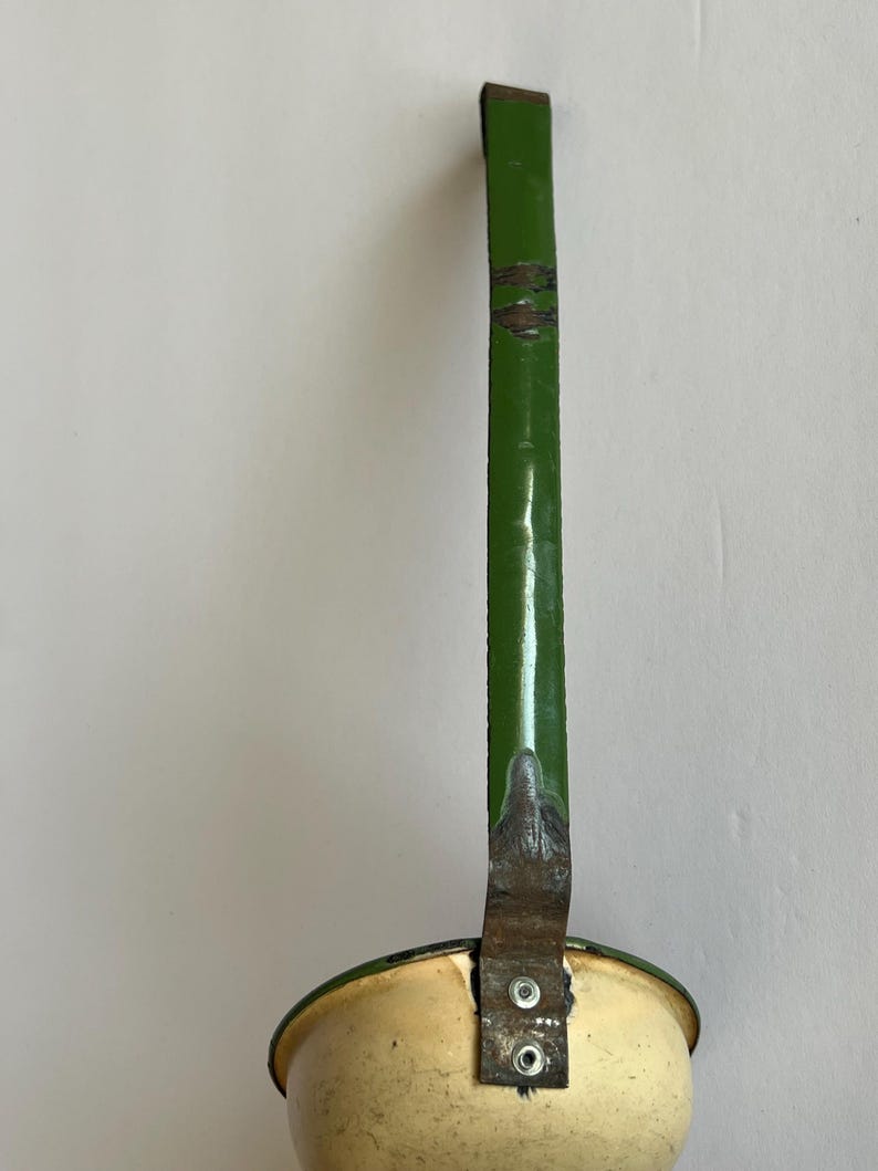 Vintage Enamelware Ladle, Green and Cream, Primitive, Farmhouse, Rustic ...