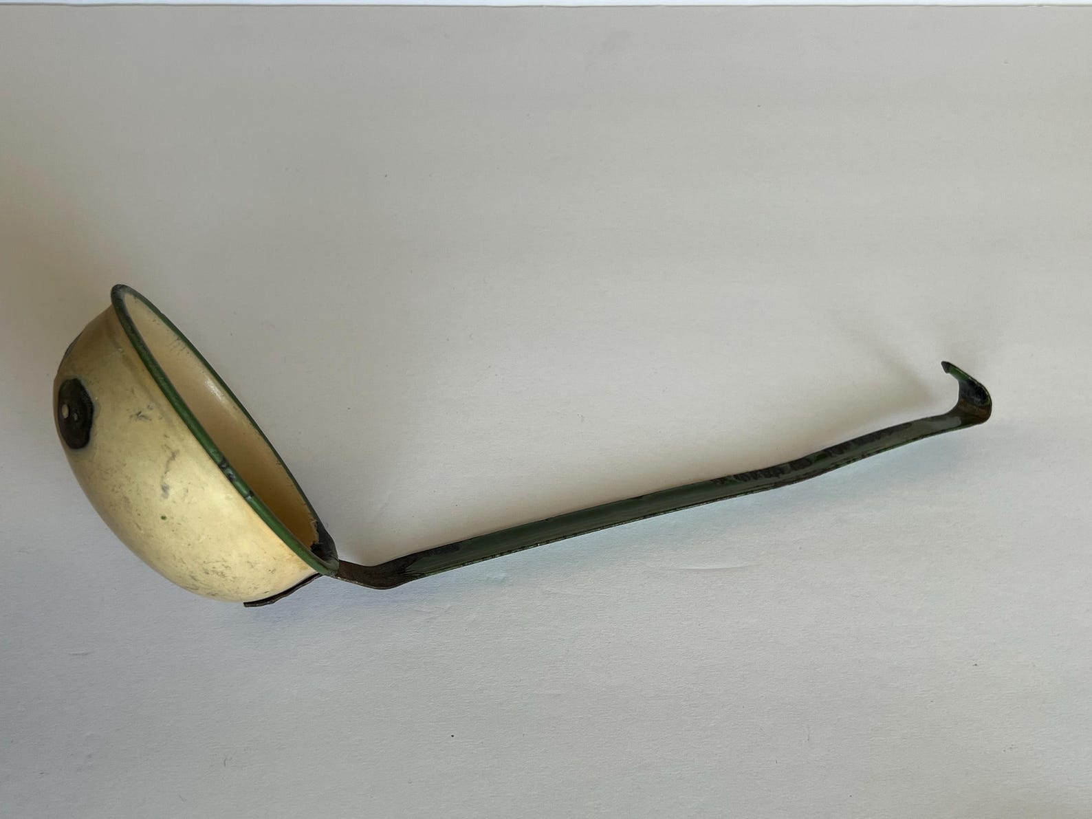 Vintage Enamelware Ladle, Green and Cream, Primitive, Farmhouse, Rustic ...