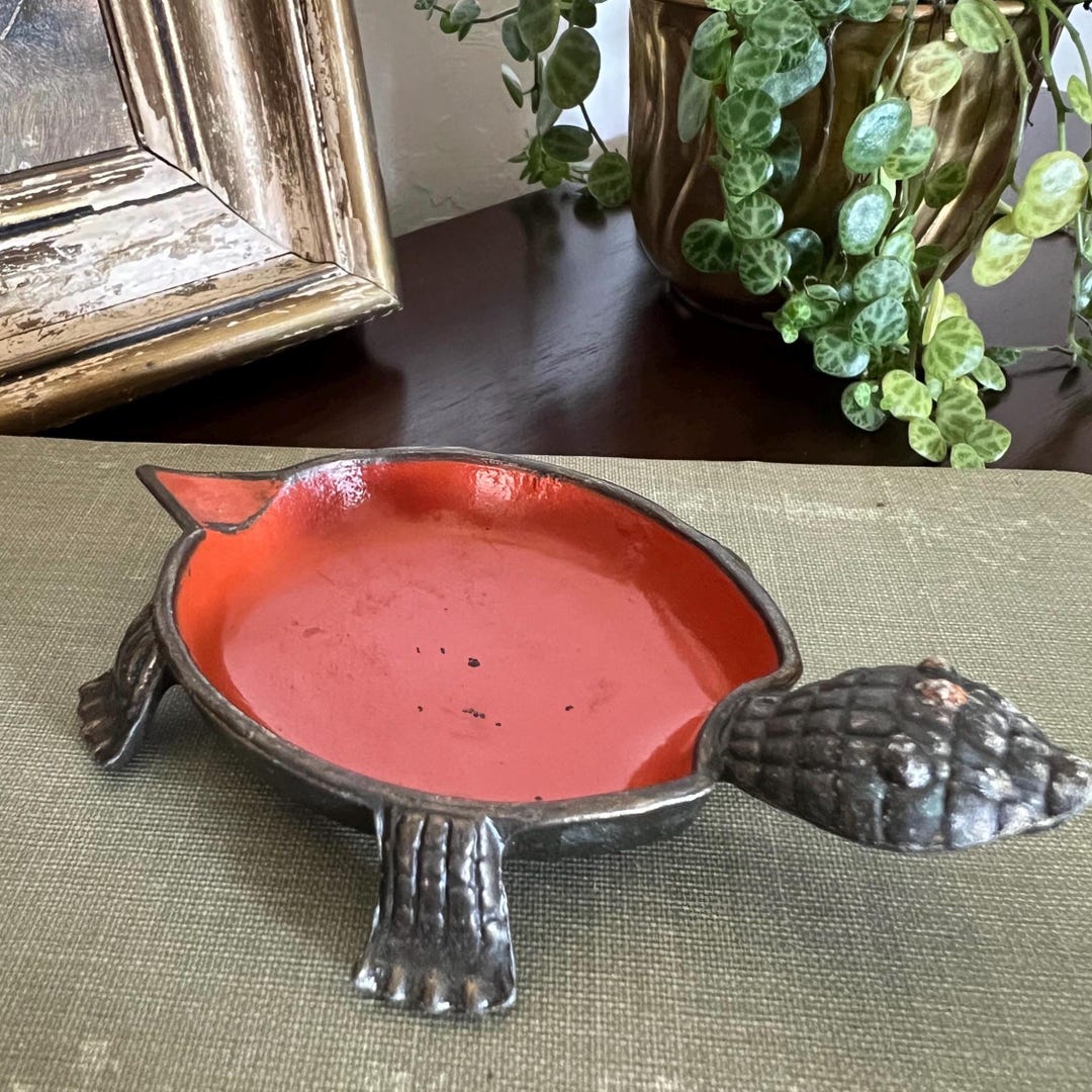 Vintage Turtle Ashtray, Retro Ashtray, Metal and Enamel Ashtray, Mid ...