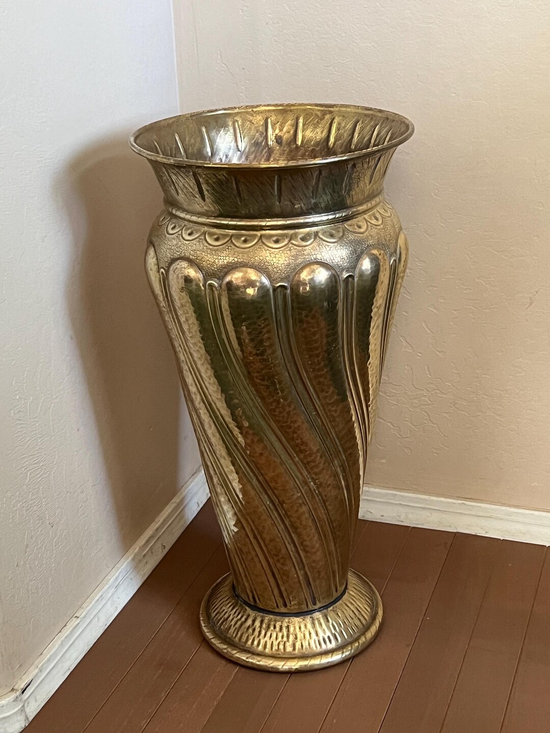 Vintage Brass Umbrella Stand, Vintage Umbrella Holder, Hammered Brass ...