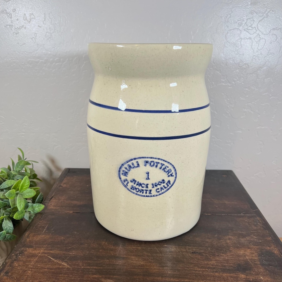 Vintage Miali Pottery Butter Churn – Stoneware Crock With Lid ...