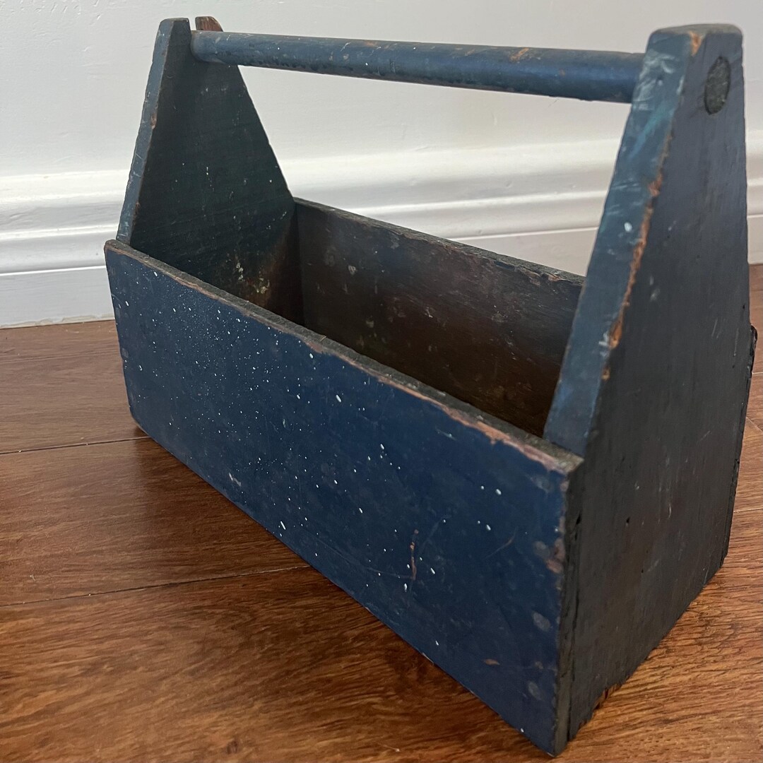 Vintage Wooden Toolbox – Rustic Handcrafted Carrier, Farmhouse Box ...