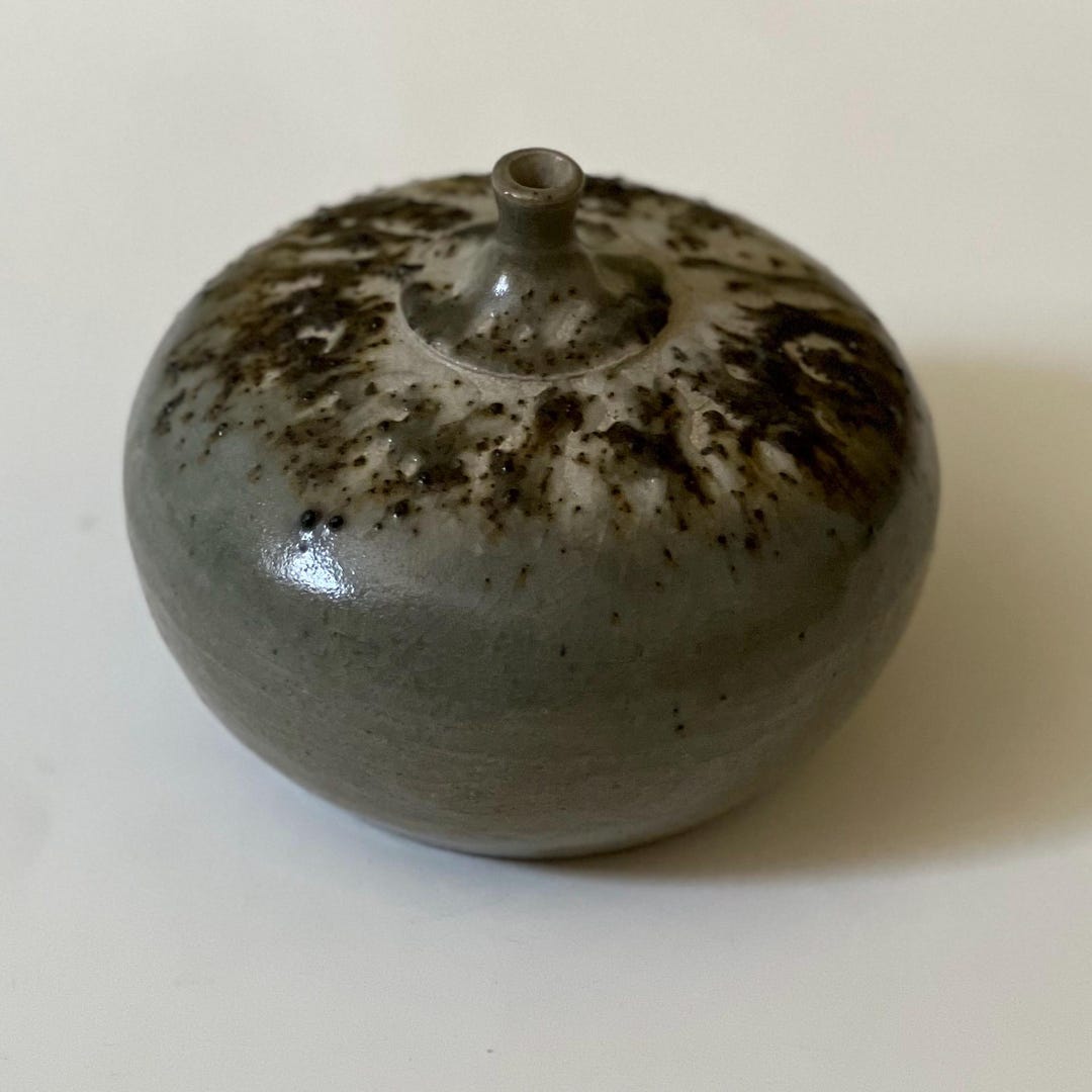 Vintage Studio Pottery Weed Vase, Signed Pottery, Lava Glaze, Mid ...