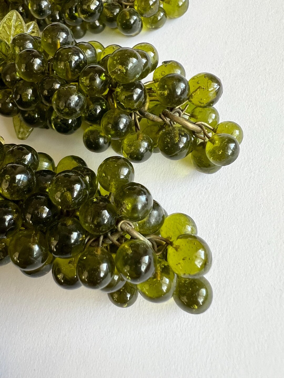 Vintage Mini Glass Grape Clusters, Wired Grapes, Ornaments, Beaded ...
