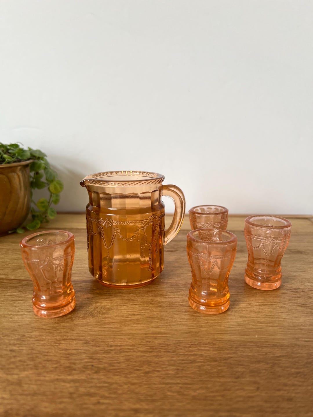 Vintage Mosser Glass Jennifer Miniature Pitcher and Glasses Set ...
