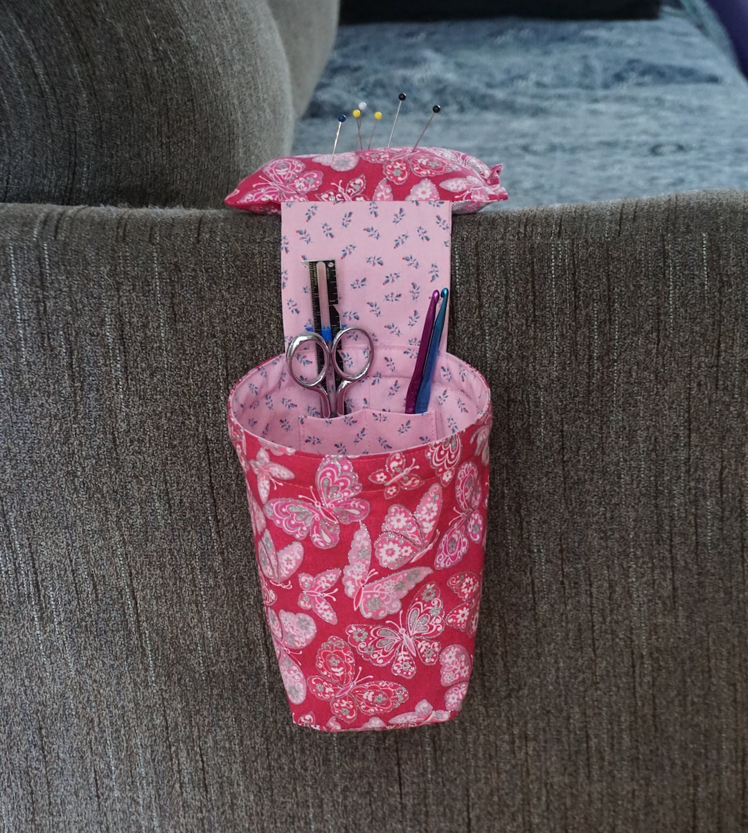 Pink Glitter Butterflies Butterfly THREAD CATCHER Scrap Catcher Sewing ...