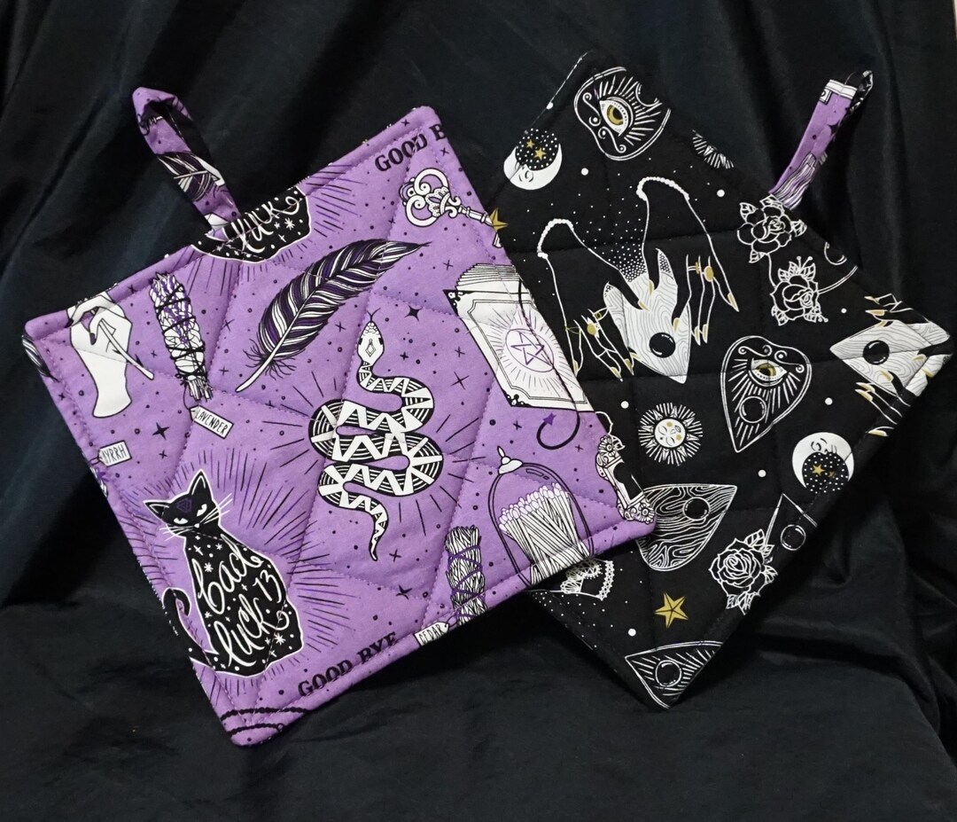 METAPHYSICAL OCCULT WITCHCRAFT Pot Holder Hot Pad (set of 2) Black Cat ...