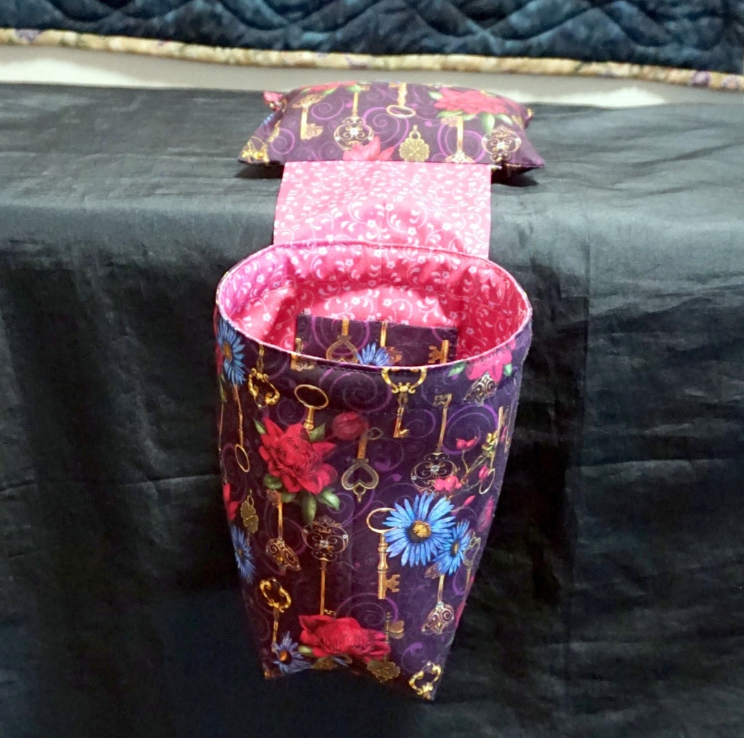 Vintage Keys & Flowers THREAD CATCHER Scrap Catcher Sewing Bag With ...