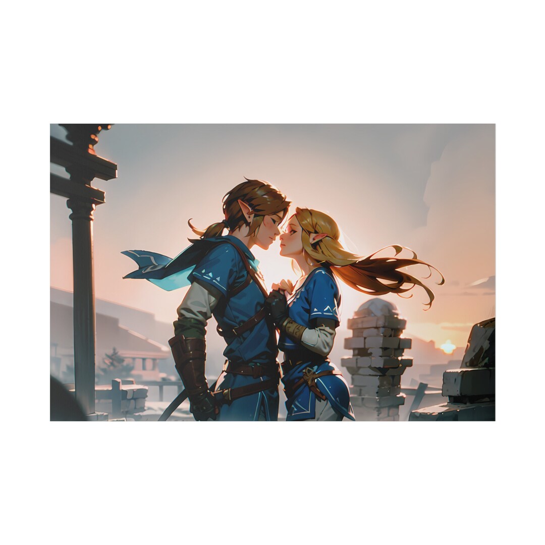 Zelda and Link, Romance at Sunset, Canvas Print - Etsy