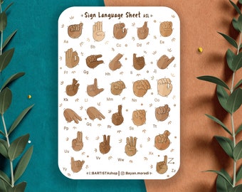 Colourful ASL Alphabet Sticker Sheet - Etsy