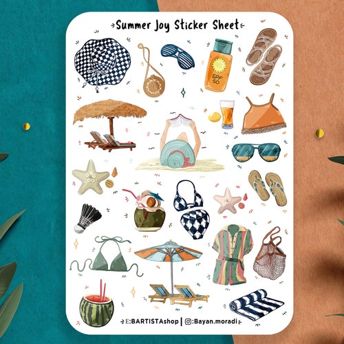 AT THE BEACH Sticker Sheet Bullet Journal Stickers Planner - Etsy