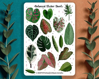 Foliage Sticker Set, Green Leaf Planner Stickers, Leafy Plant Stickers ...