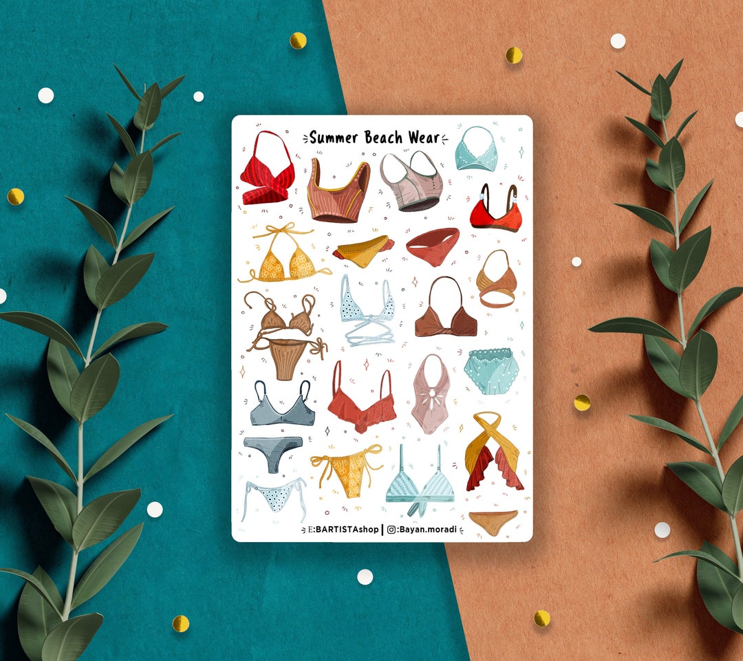 Summer Stickers, Bikini, Planner Stickers, Journal Stickers, Swim Suit ...