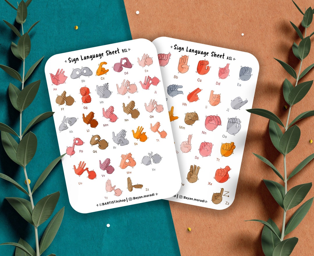Sign Language Stickers Sheet, Planner Stickers, Bullet Journal Stickers ...