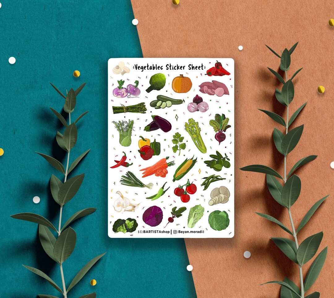 30 Vegetable Stickers, Planner Sticker Sheet, Journal Stickers ...