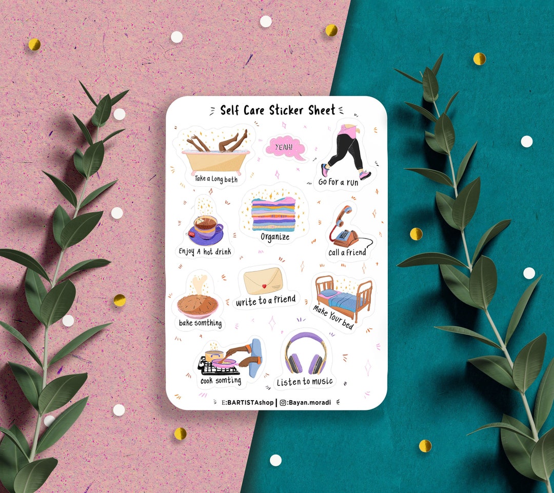 Self Care Sticker Sheet, Planner Stickers, Habit Tracker Stickers ...