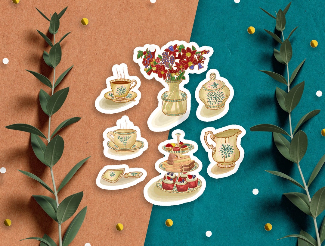 Tea Time Stickers, Journal Stickers, Planner Stickers, Scrapbook ...