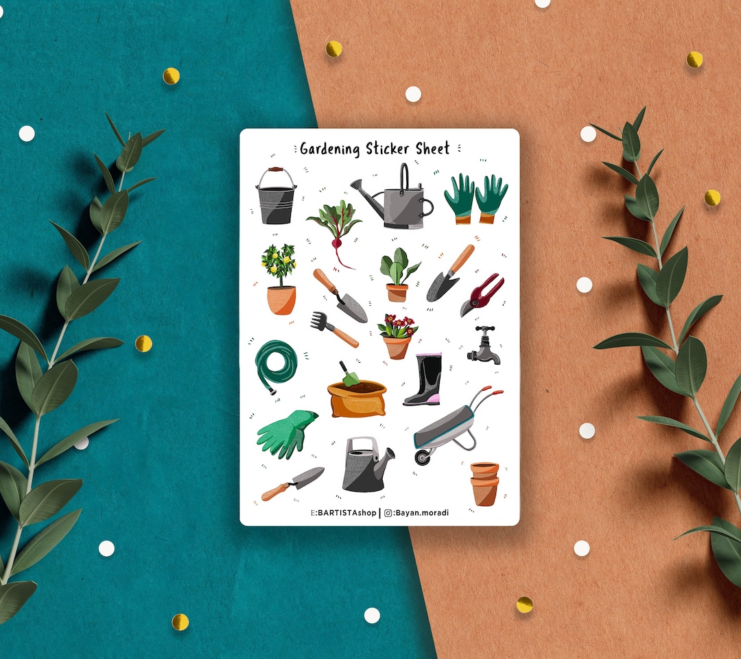 Gardening Stickers, Gardening Sticker Sheet, Planner Stickers, Journal ...
