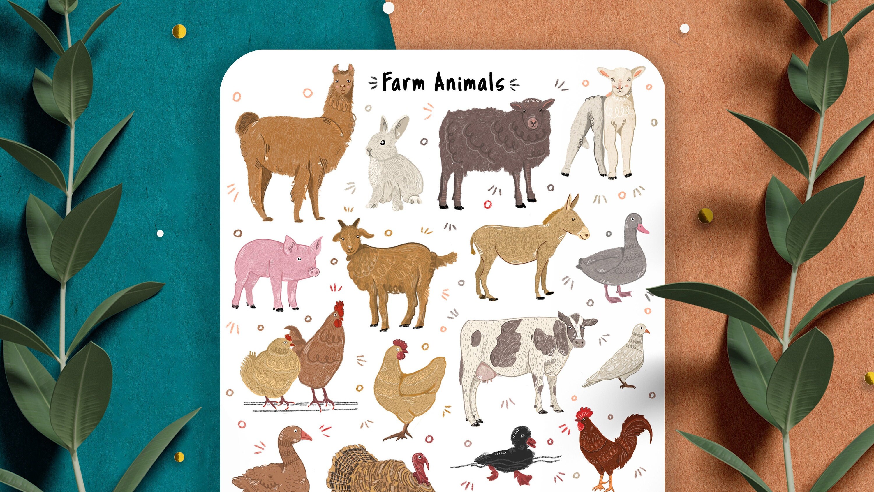 Farm Animals Sticker Sheet, Planner Stickers, Journal Stickers, Nature ...