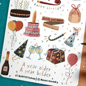 Happy Birthday Sticker Sheet , Journal Sticker, Planner Stickers ...