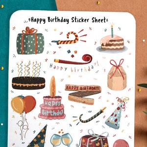 Happy Birthday Sticker Sheet , Journal Sticker, Planner Stickers ...