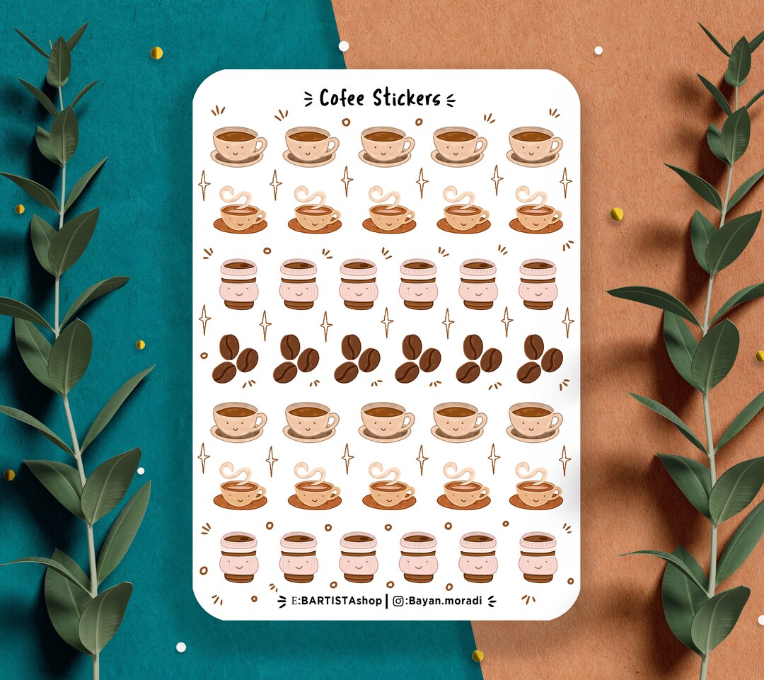 38 Coffee Tracker Planner Stickers, Coffee Lover Sticker, Coffee Cup ...