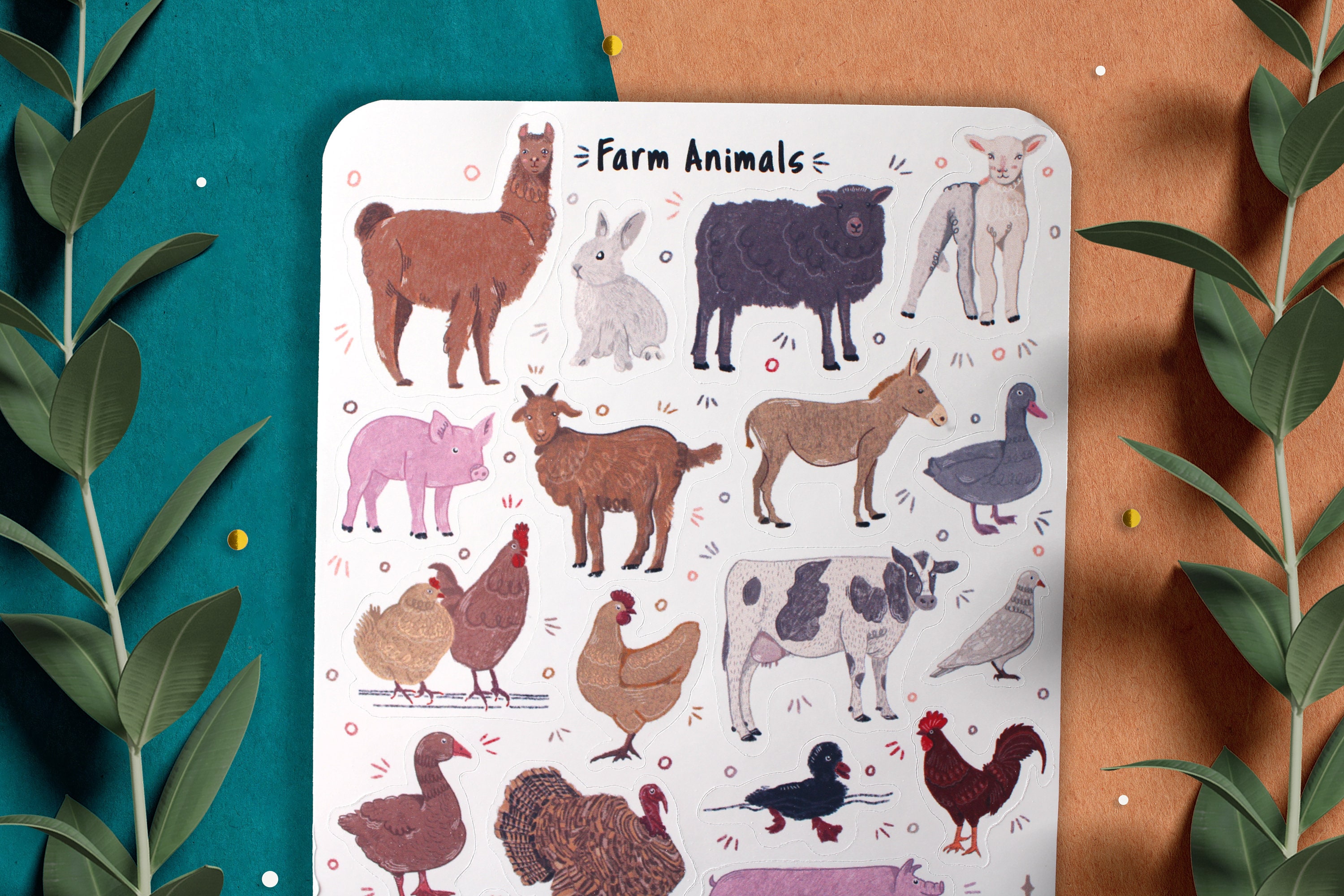 Farm Animals Sticker Sheet, Planner Stickers, Journal Stickers, Nature ...