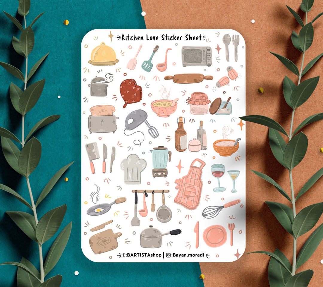 Kitchen Love Sticker Sheet, Planner Stickers, Journal Stickers, Cooking ...