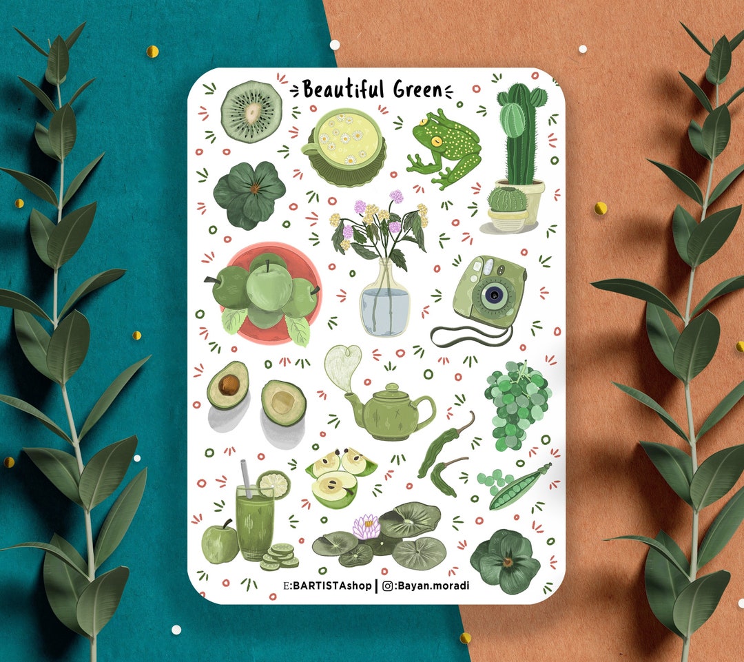 Beautiful Green Sticker Sheet, Planner Stickers, Journal Stickers ...