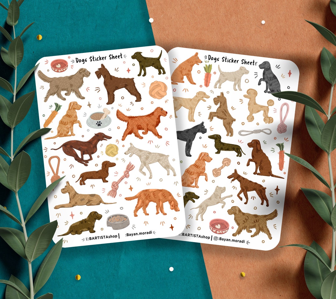 Dogs Sticker Sheet, Journal Stickers, Planner Stickers, Cute Dog ...
