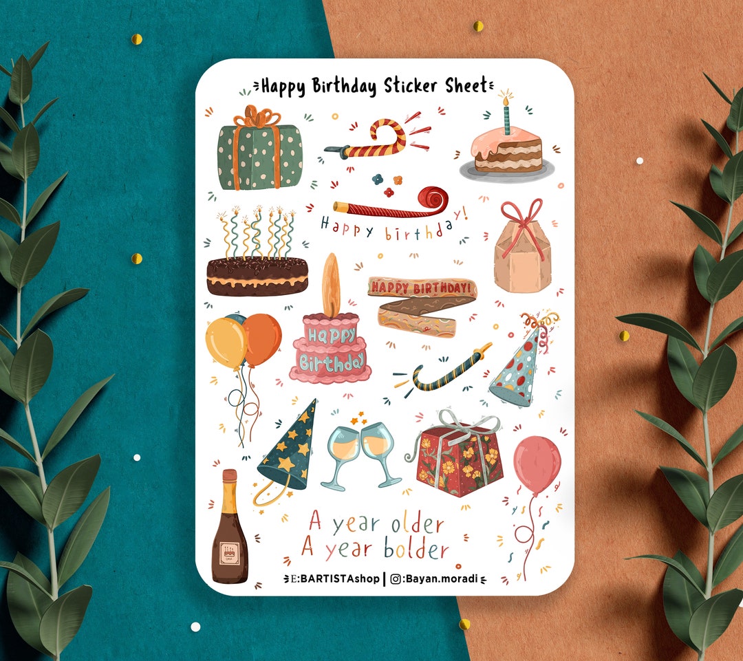 Happy Birthday Sticker Sheet , Journal Sticker, Planner Stickers ...