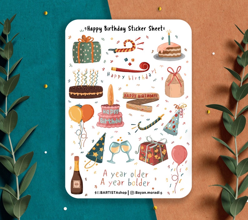 Happy Birthday Sticker Sheet , Journal Sticker, Planner Stickers ...