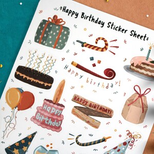 Happy Birthday Sticker Sheet , Journal Sticker, Planner Stickers ...