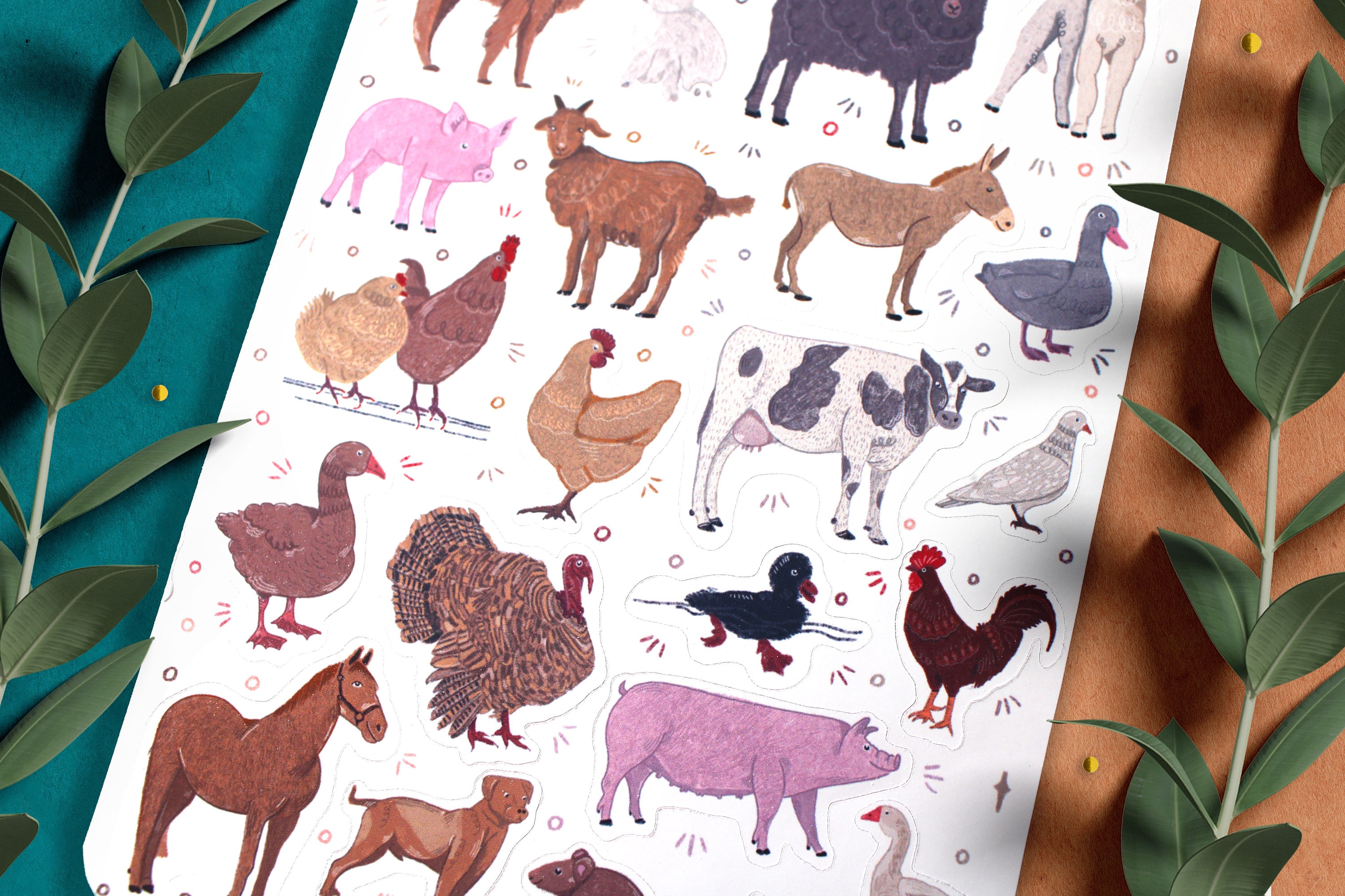 Farm Animals Sticker Sheet, Planner Stickers, Journal Stickers, Nature ...