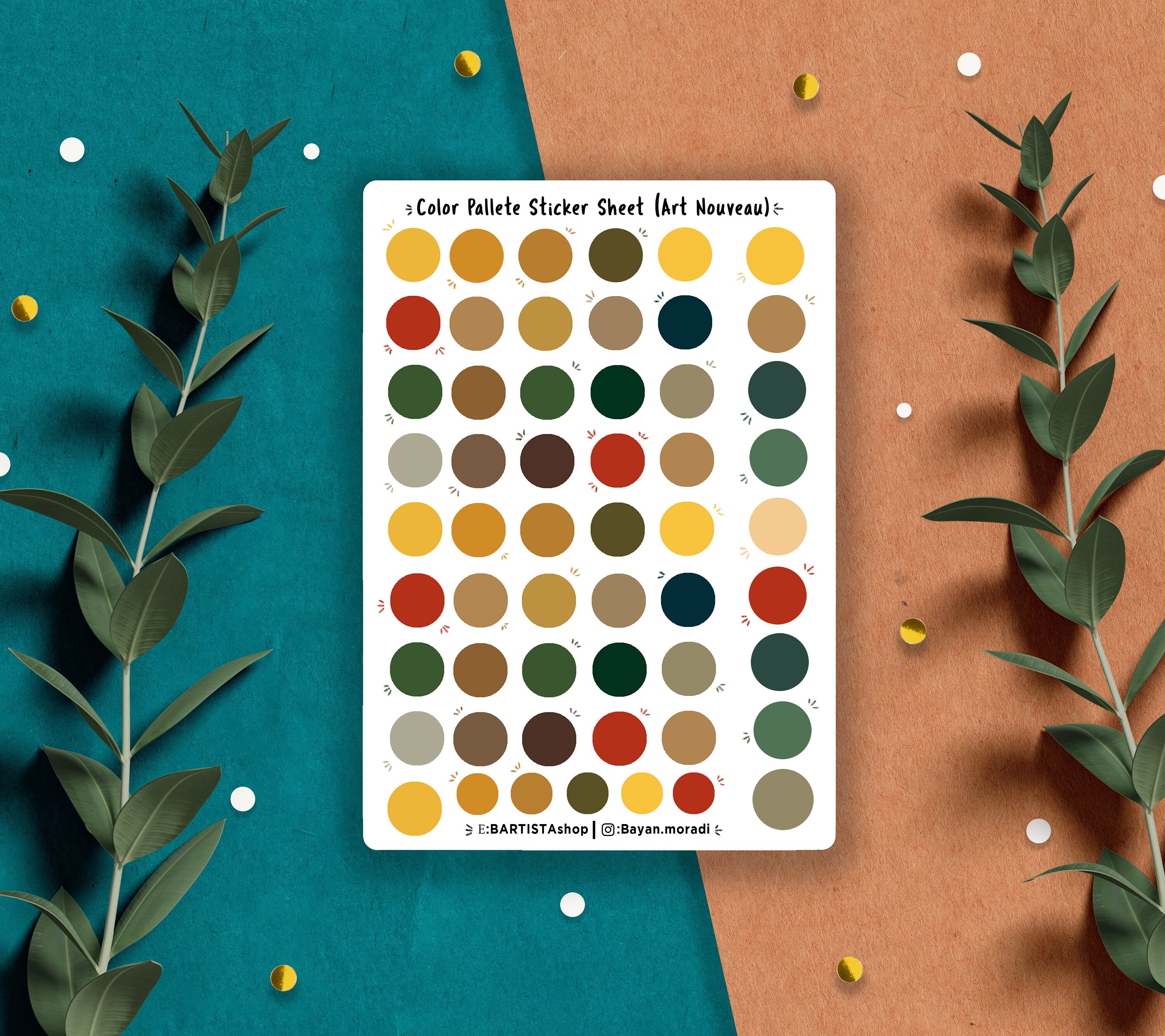 Circular Colour Stickers 55 Colour Pallet Stickers Bullet | Etsy