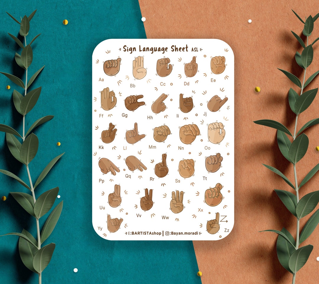 Sign Language Stickers Sheet, Planner Stickers, Bullet Journal Stickers ...