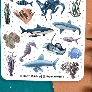 Ocean Animal Stickers, Planner Stickers, Journal Stickers, Nature ...