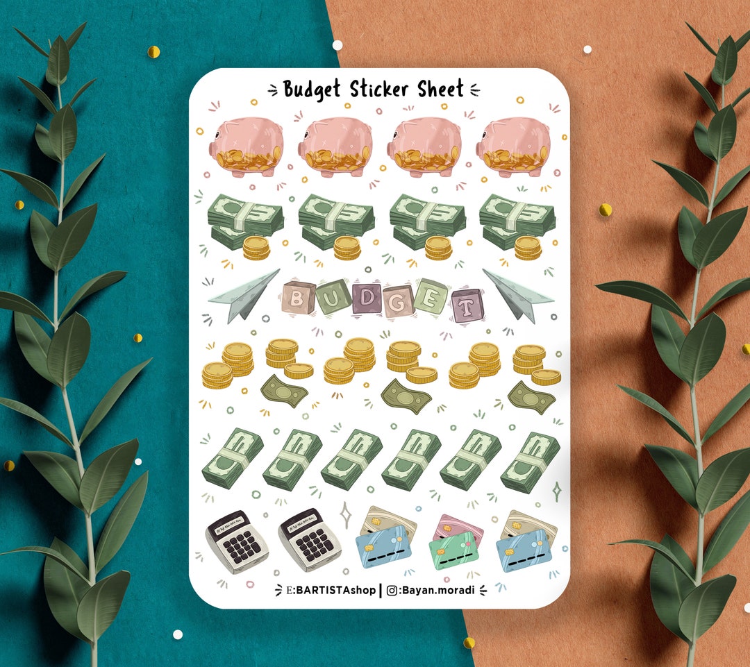 Budget Sticker Sheet , Finance Stickers, Planner Stickers, Scrapbook ...