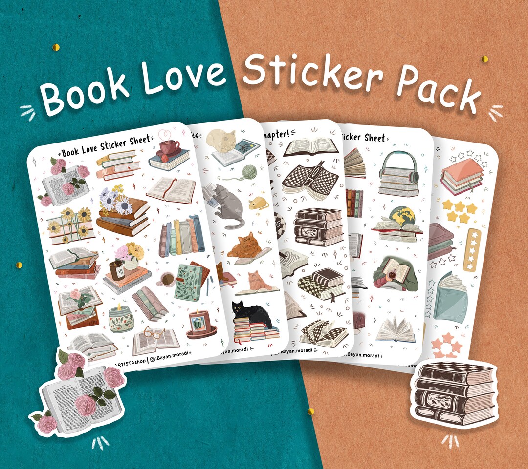 Book Love Sticker Pack , Reading Stickers, Planner Stickers, Scrapbook ...